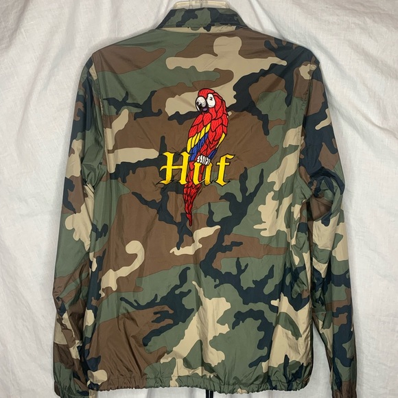 HUF | Jackets & Coats | Huf Camo Embroidered Parrot Windbreaker Jacket ...